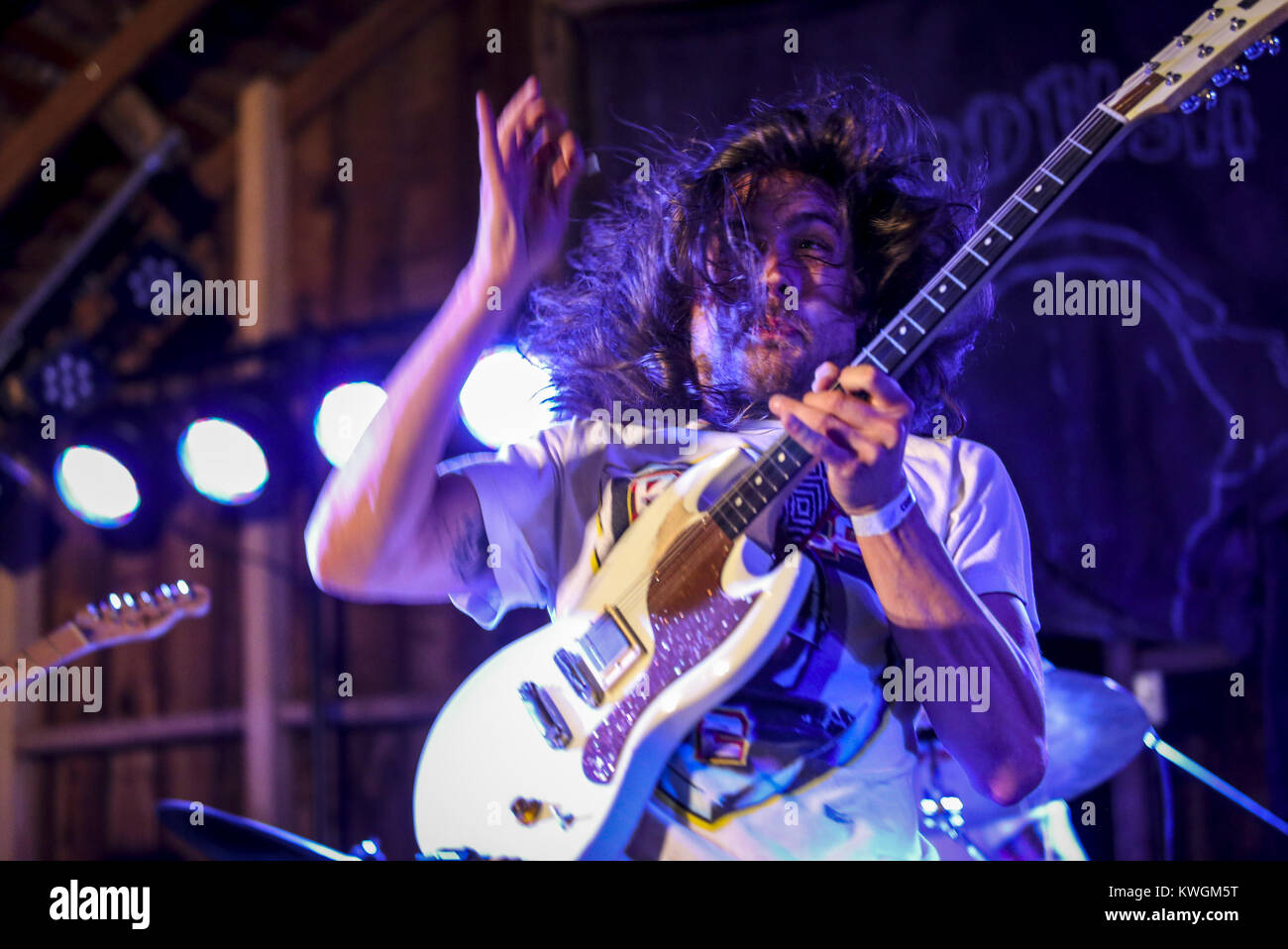 Maquoketa, Iowa, USA. 26th May, 2017. Diarrhea Planet guitarist Jordan ...