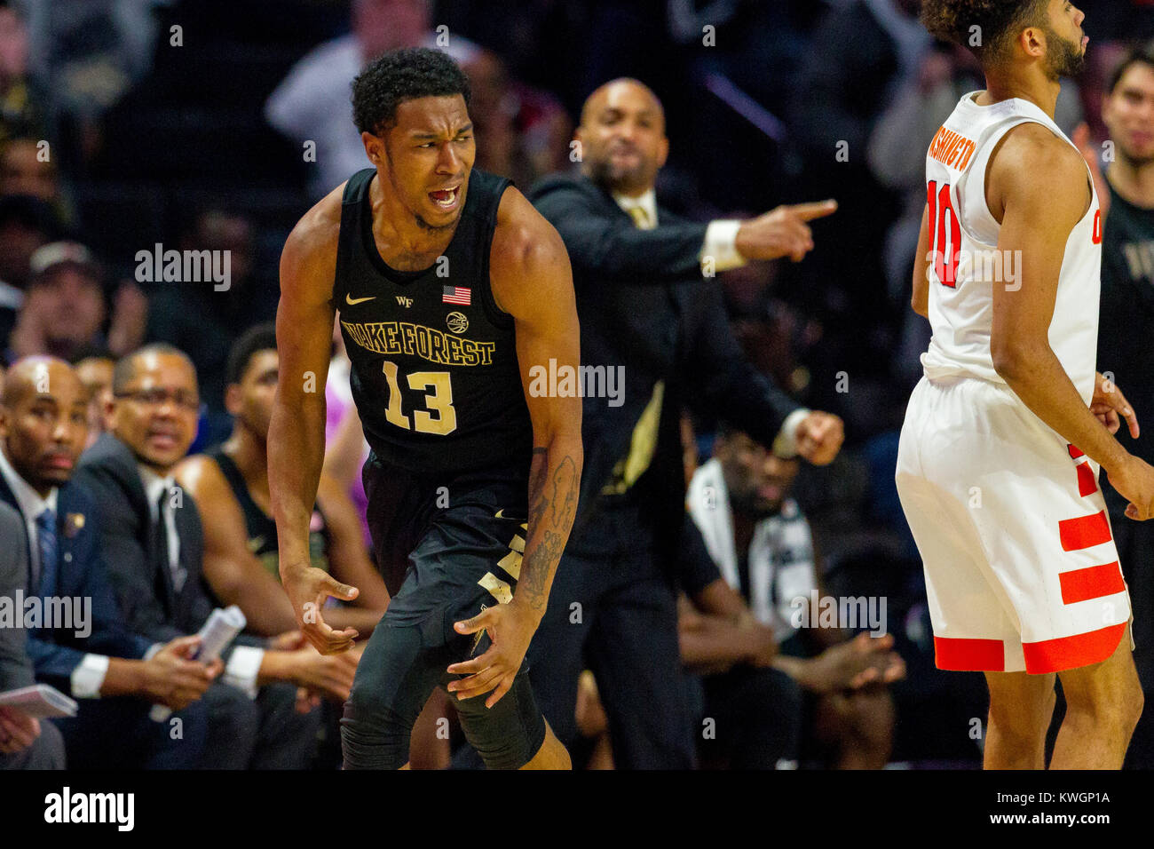 Winston-Salem, NC, USA. 3rd Jan, 2018. Wake Forest guard Bryant ...