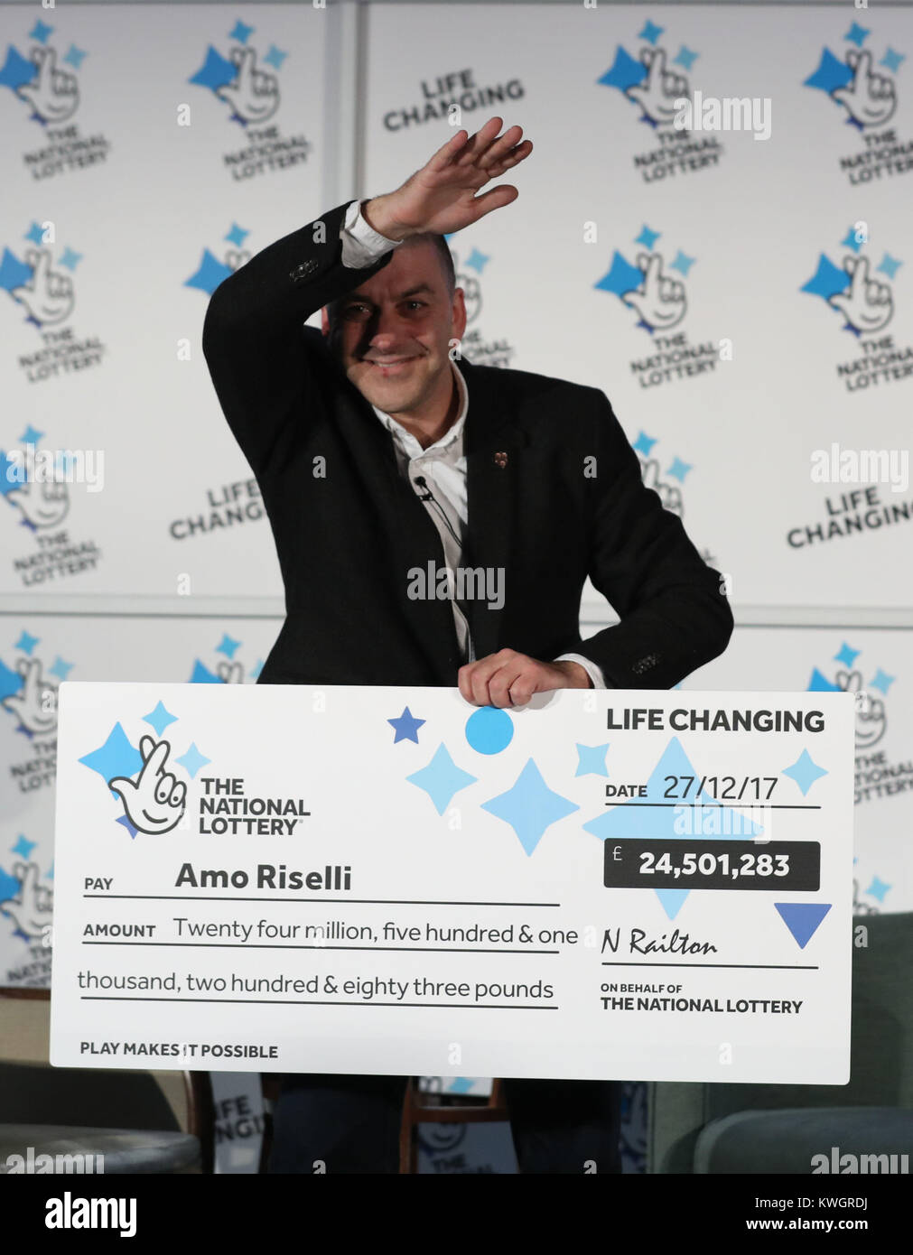 Taxi driver Amo Riselli, 50, celebrating during a photocall at ...