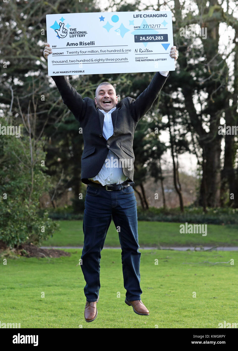 Taxi driver Amo Riselli, 50, celebrating during a photocall at ...