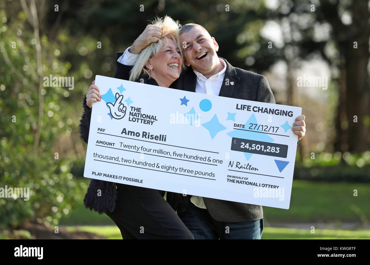 Taxi driver Amo Riselli, 50, with his sister Lisa during a photocall at ...