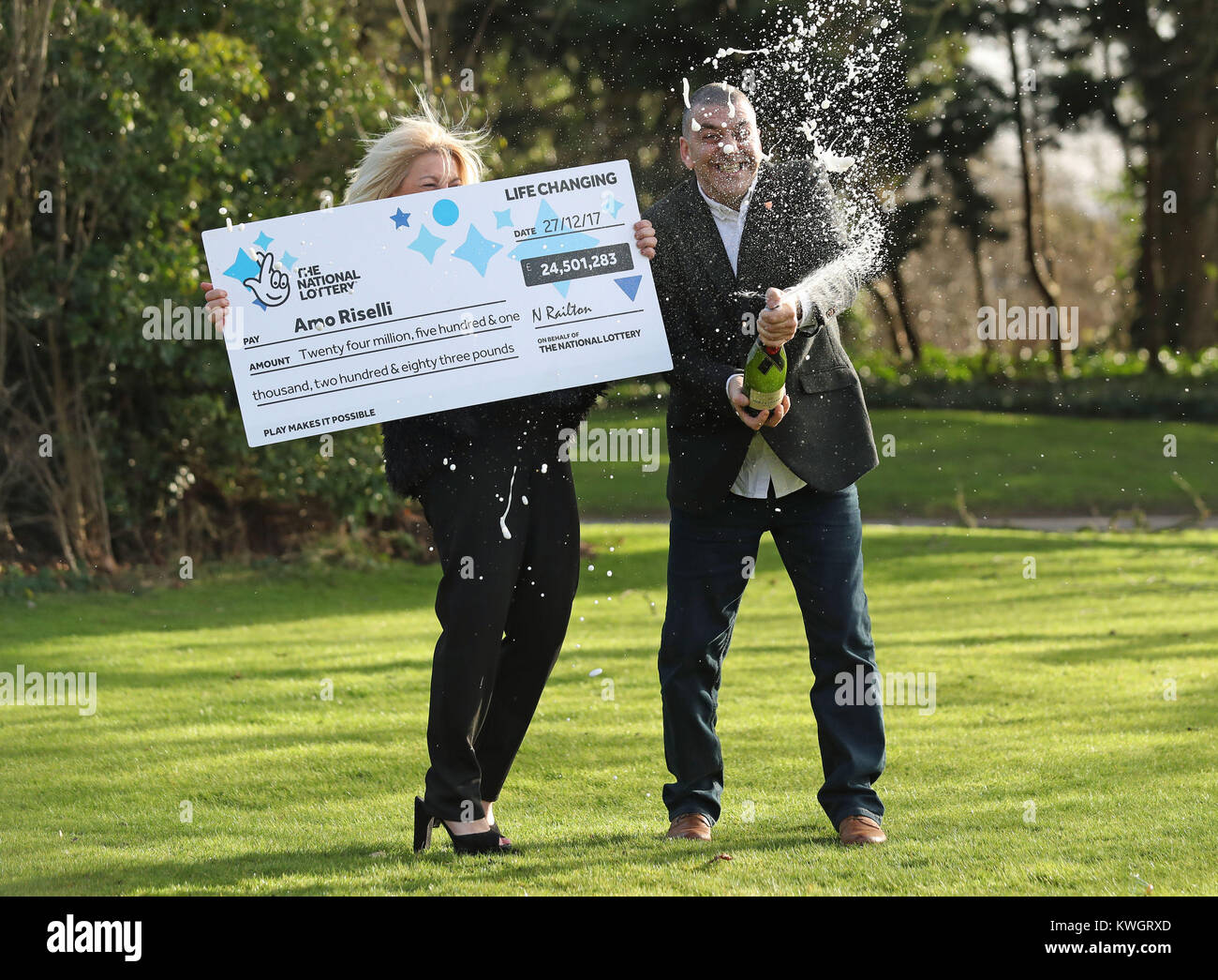 Taxi driver Amo Riselli, 50, with his sister Lisa during a photocall at ...