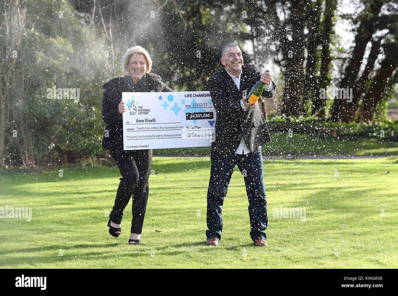 Taxi driver Amo Riselli, 50, with his sister Lisa during a photocall at ...