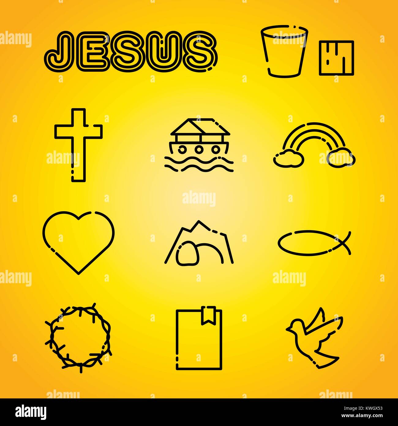 A set of Christian faith religion icons illustration. Vector EPS 10 ...
