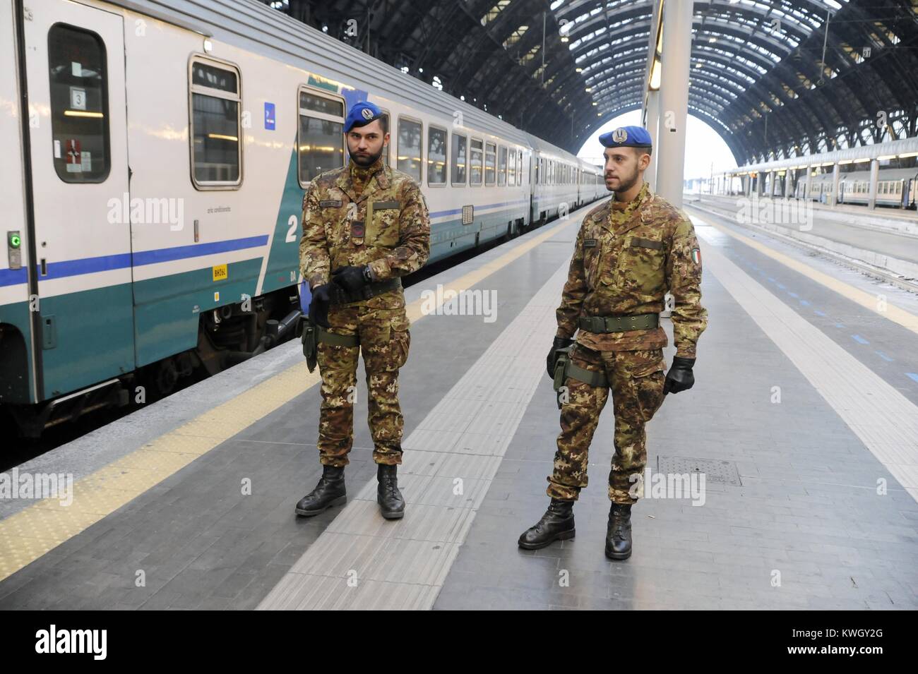 Milan (Italy), mixed patrols of police and Army in service for counter ...