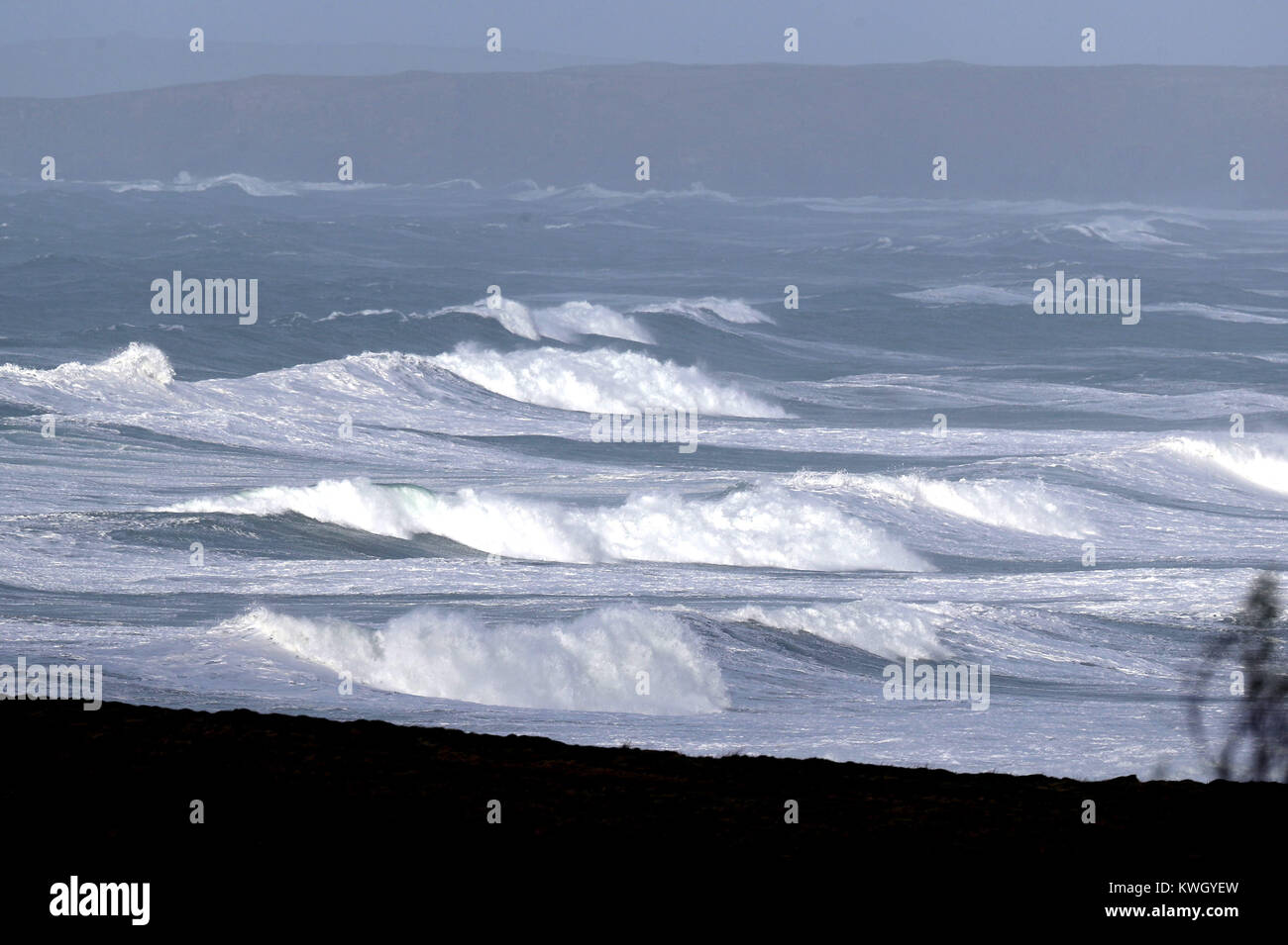 Waves at Newquay, Cornwall, as Storm Eleanor lashed the UK with violent ...