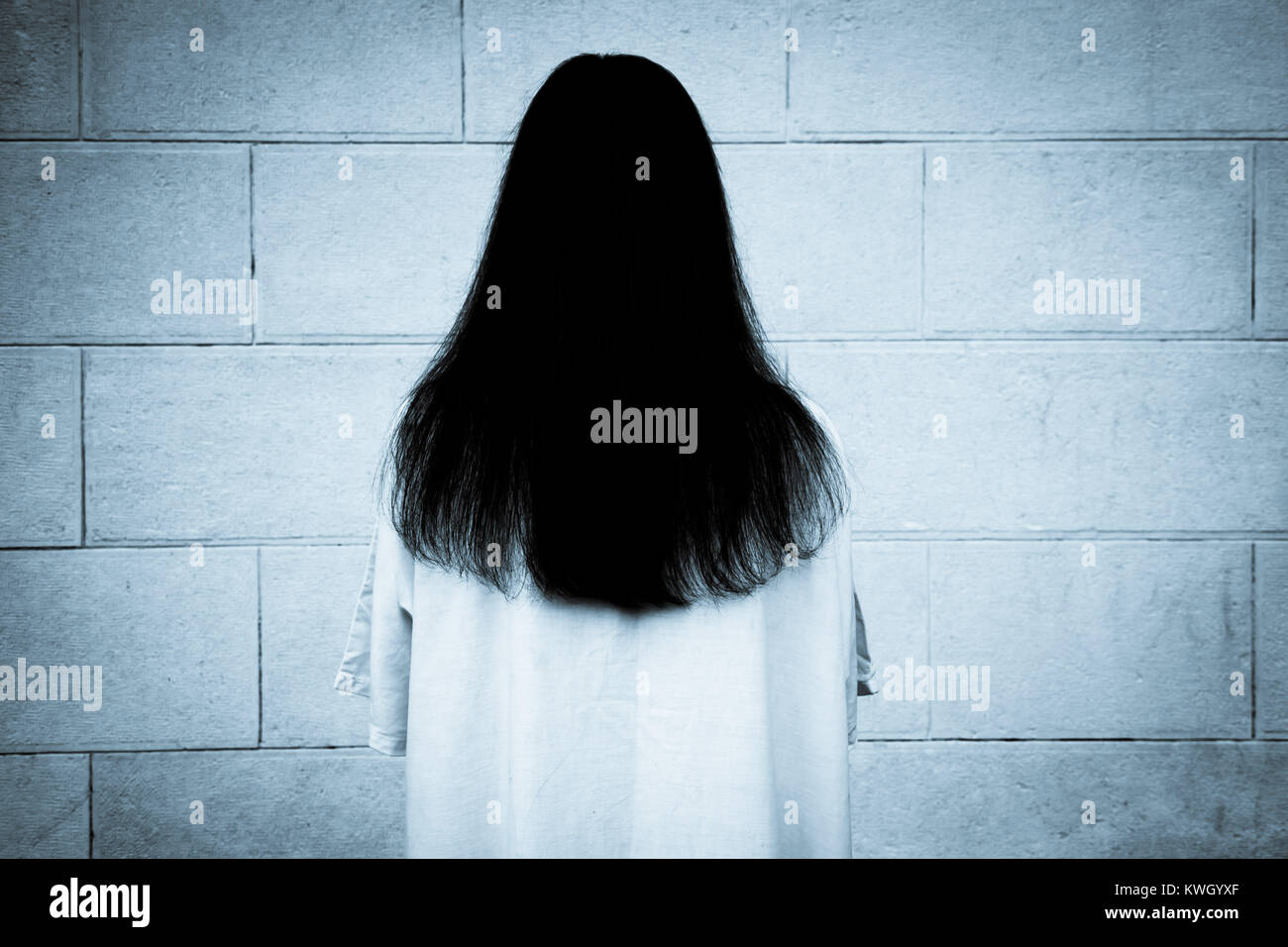 Horror Scene of a Scary Woman Stock Photo - Alamy