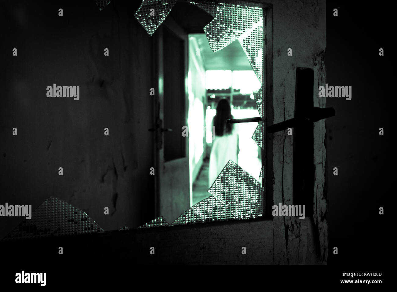 Horror Scene of a Scary Woman Stock Photo - Alamy