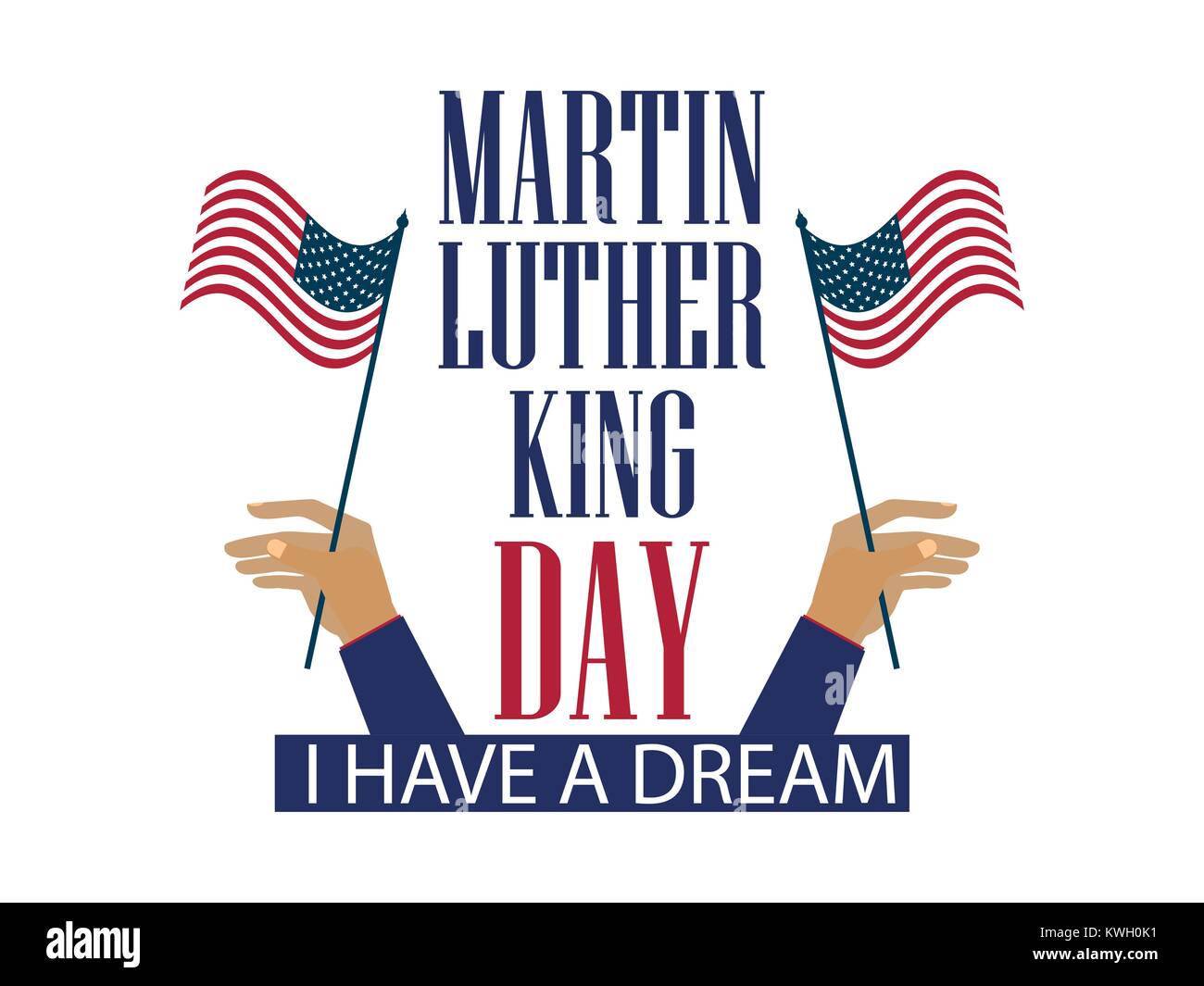 Martin Luther King Day. The hand holds the flag of the United States ...