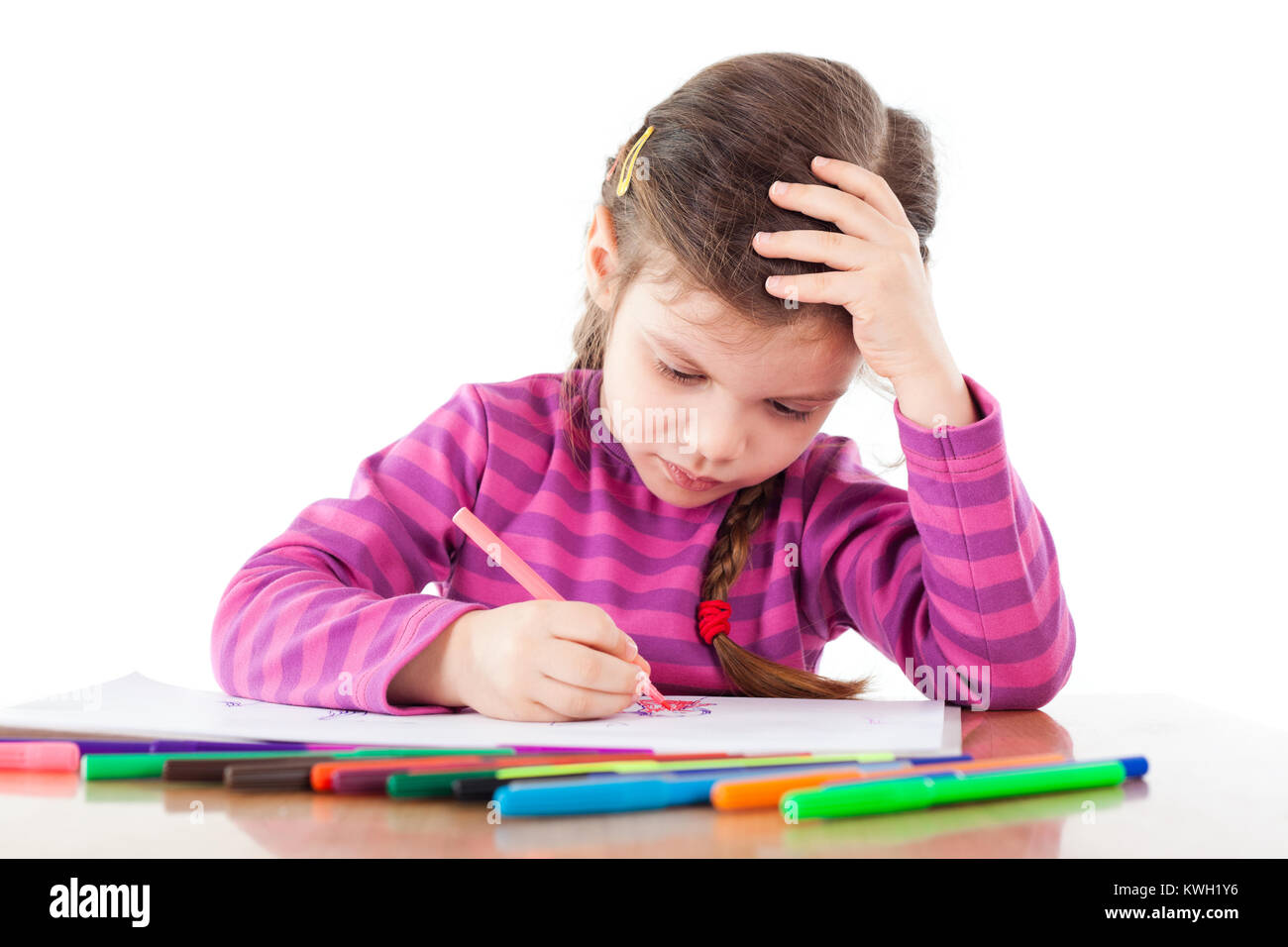 Happy child drawing Stock Photo - Alamy