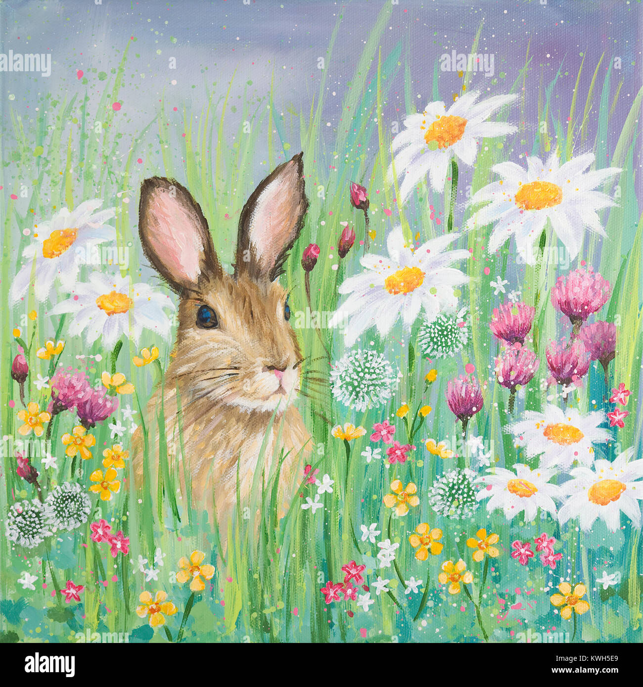 Rabbit and wildflowers hi-res stock photography and images - Alamy