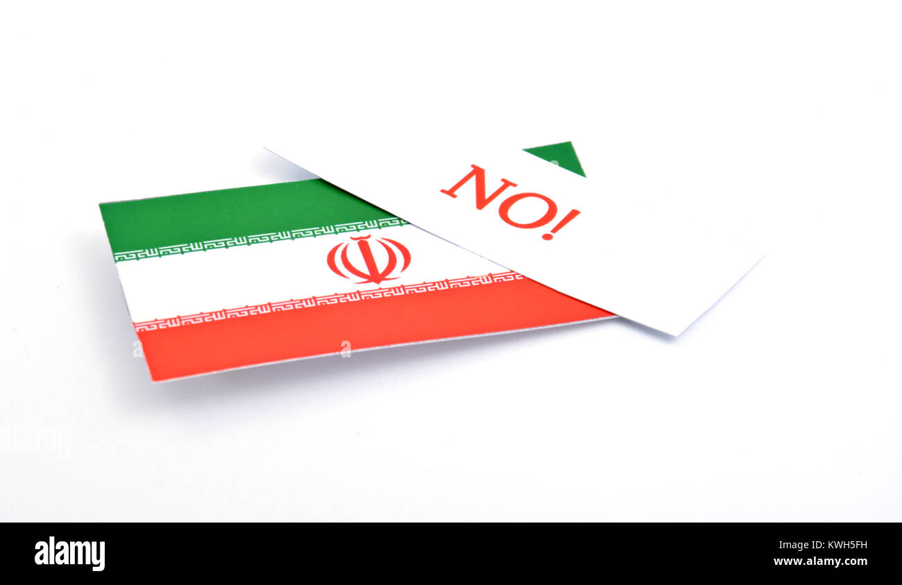Iranian flag with word no on it isolated on white background Stock ...
