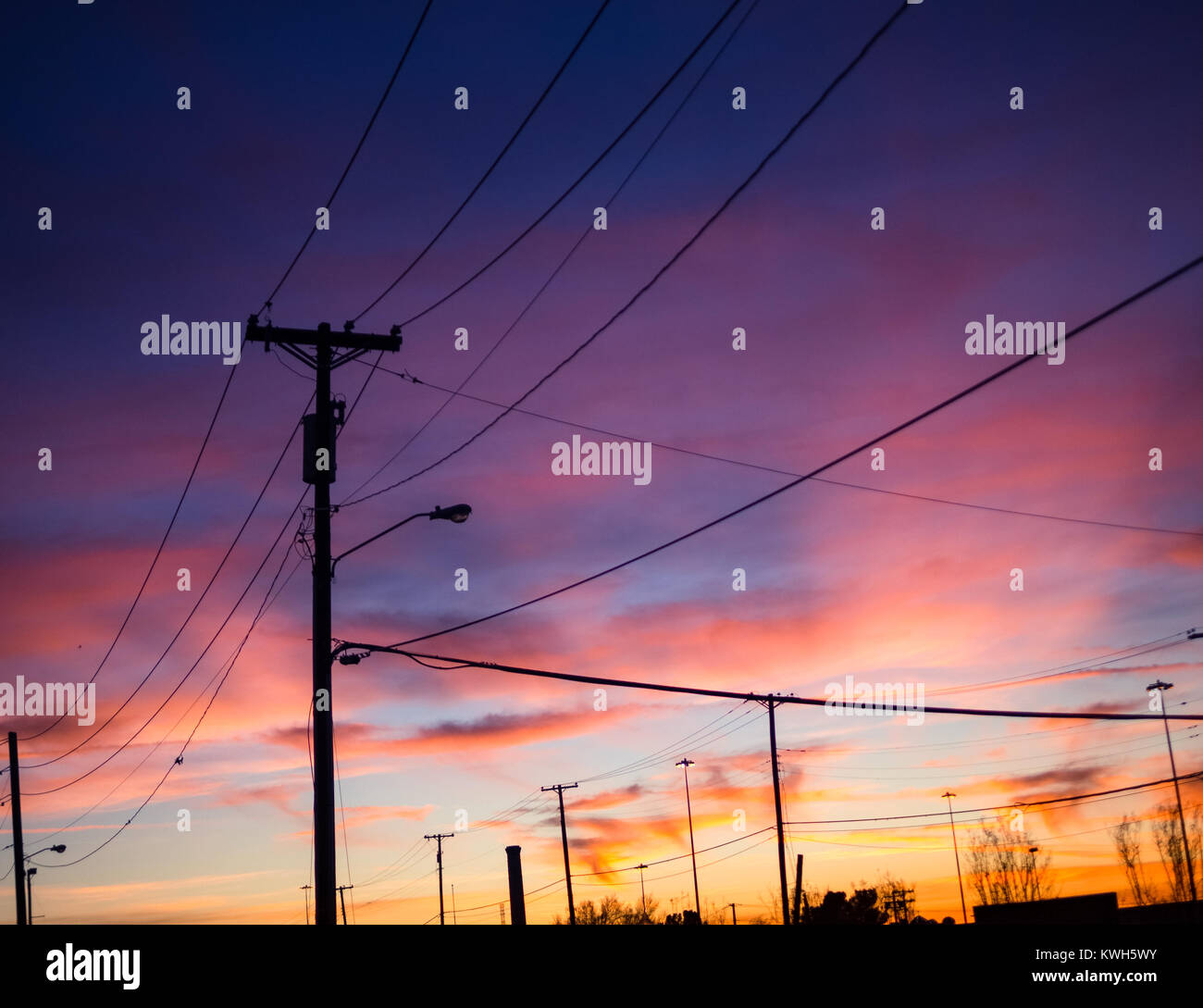 Silhouette power lines hi-res stock photography and images - Alamy