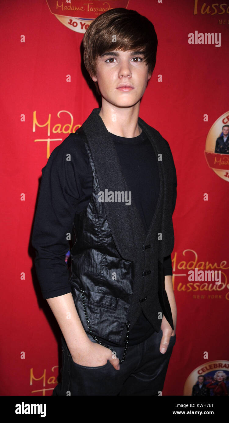 NEW YORK - MARCH 15:Justin Bieber unveils his wax work at Madame ...