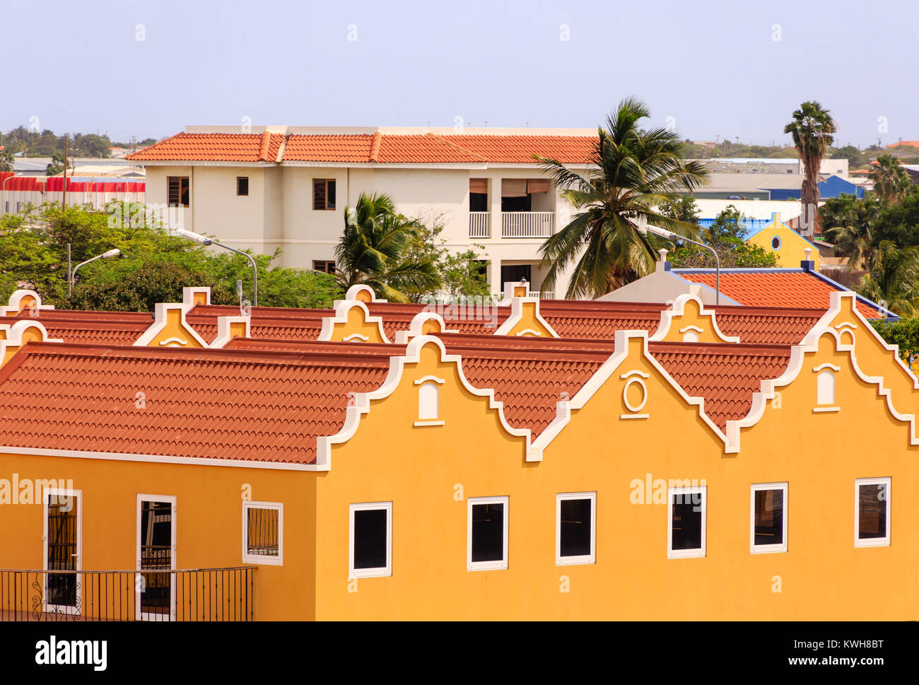 Yellow Plaster Buildings and Red Tile Roofs Stock Photo - Alamy