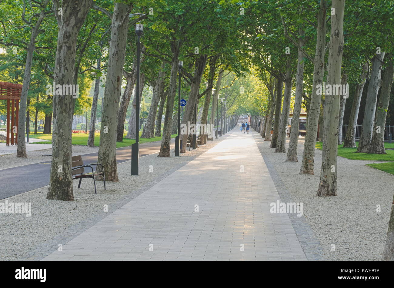 Empty Summer Morning Tagore Promenade in Balatonfured Hungary Stock ...