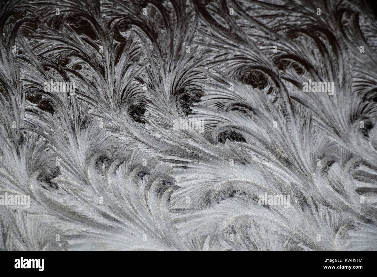 Frozen ice patterns on window Stock Photo - Alamy