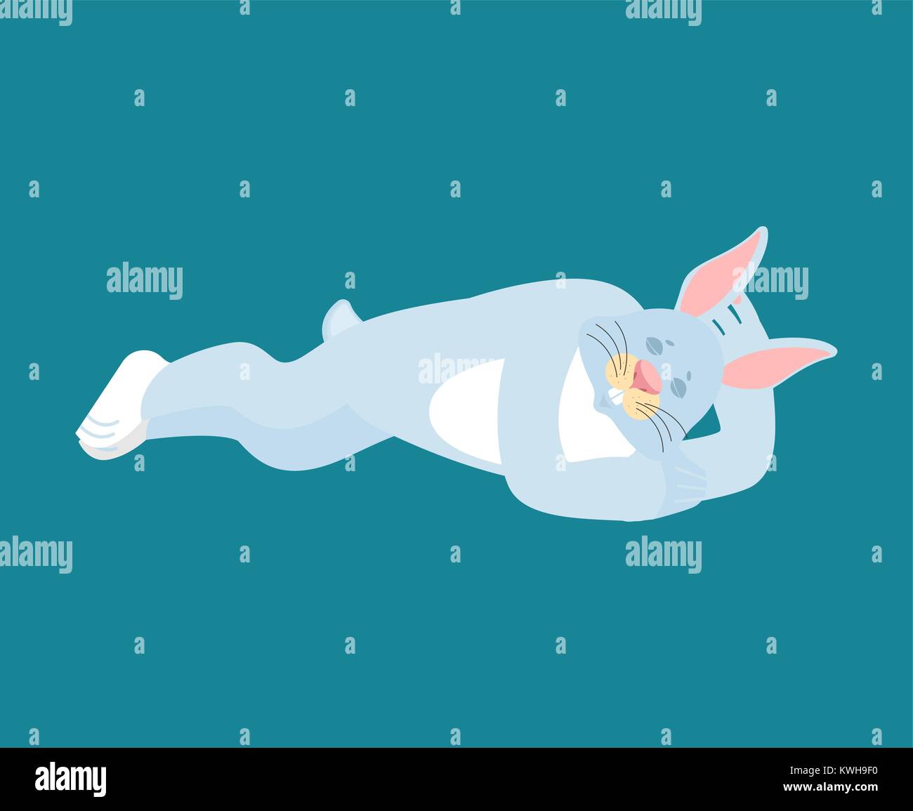 Rabbit sleeping. Hare asleep emotions. Animal dormant. Vector ...