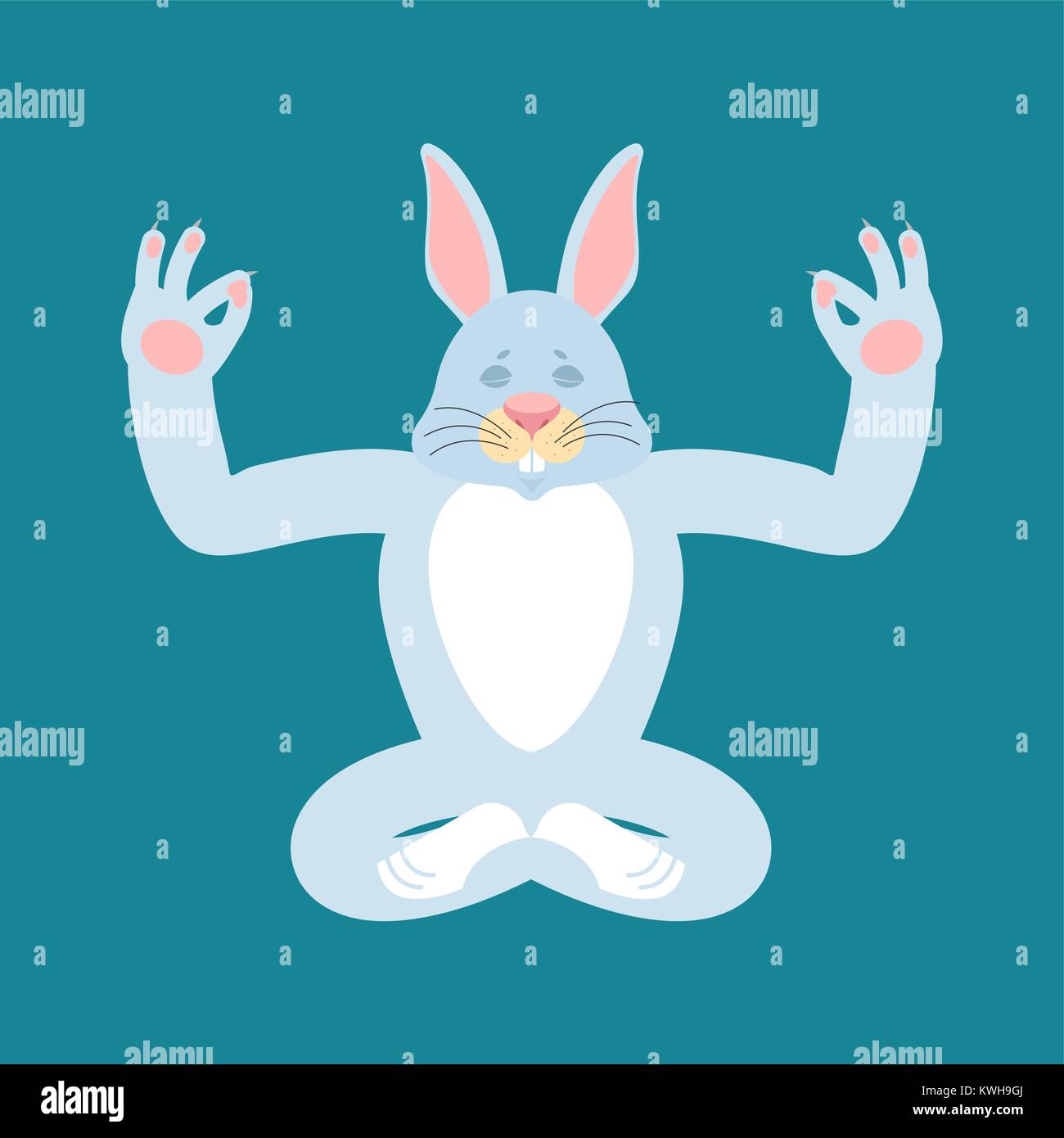 Rabbit yoga. Hare yogi isolated. Animal Relaxation and meditation ...