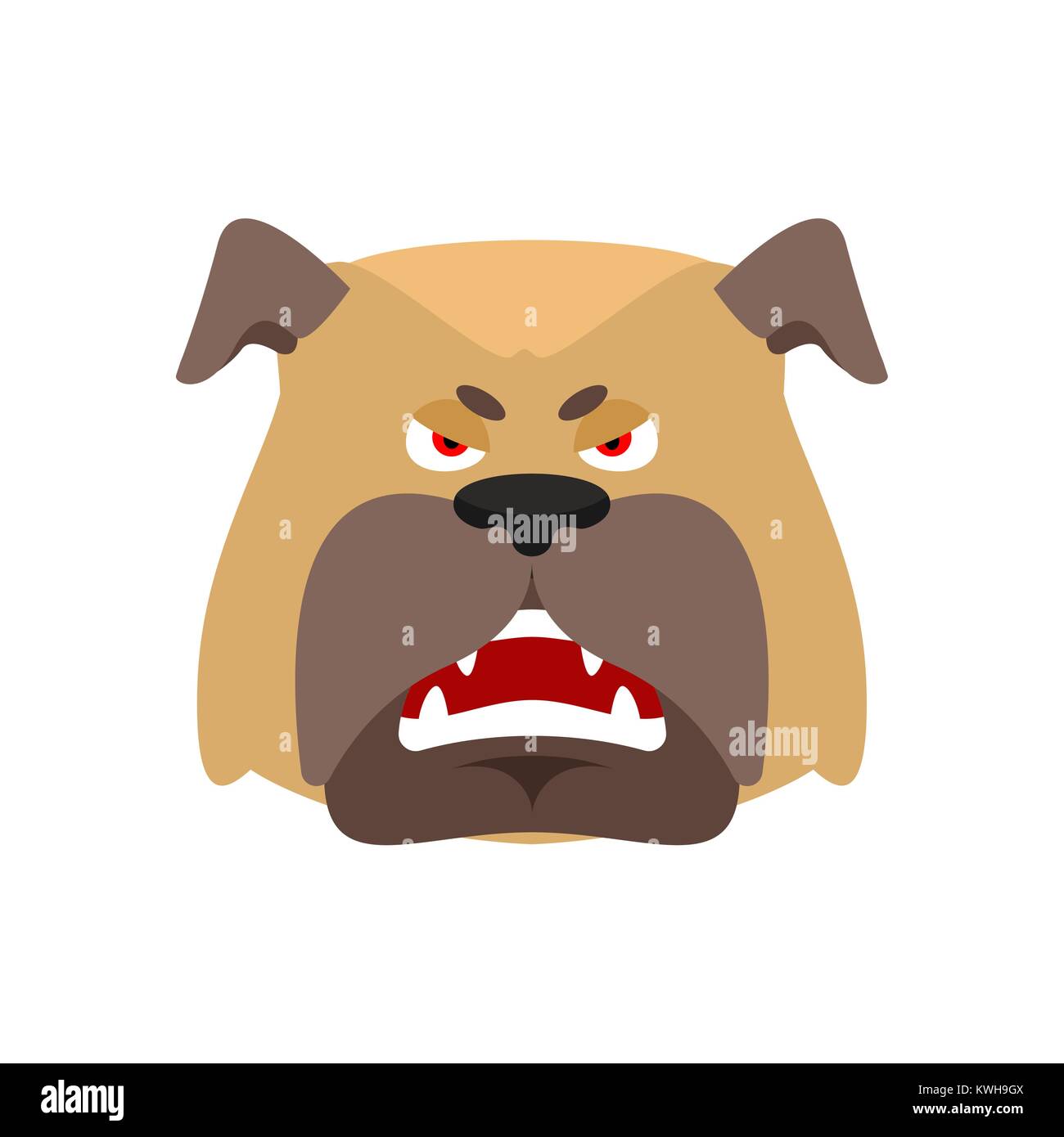 Dog angry emoji. Pet evil emotions avatar. bulldog aggressive. Vector ...