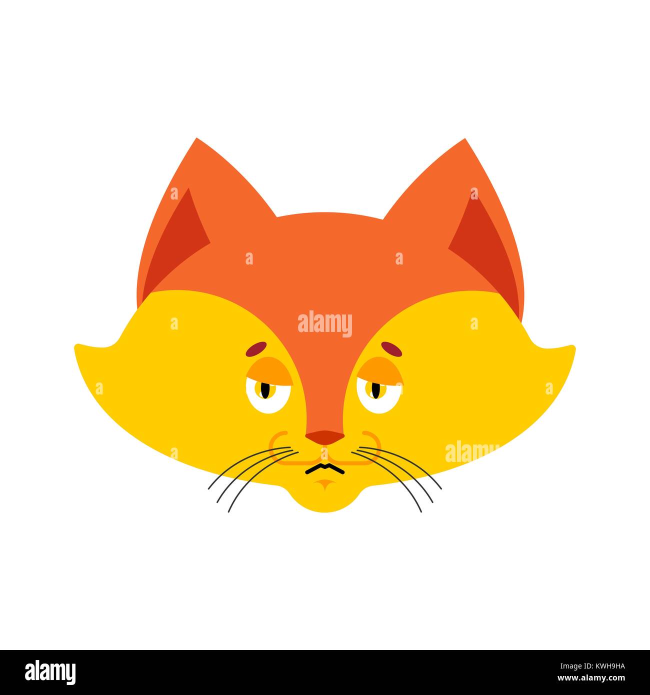 Fox sad emoji. Wild animal sorrowful emotions. she-fox dull. Vector ...