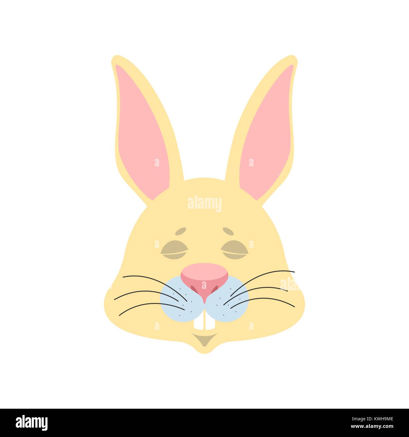 Rabbit sleeping emoji. Hare asleep emotions. Animal dormant. Vector ...
