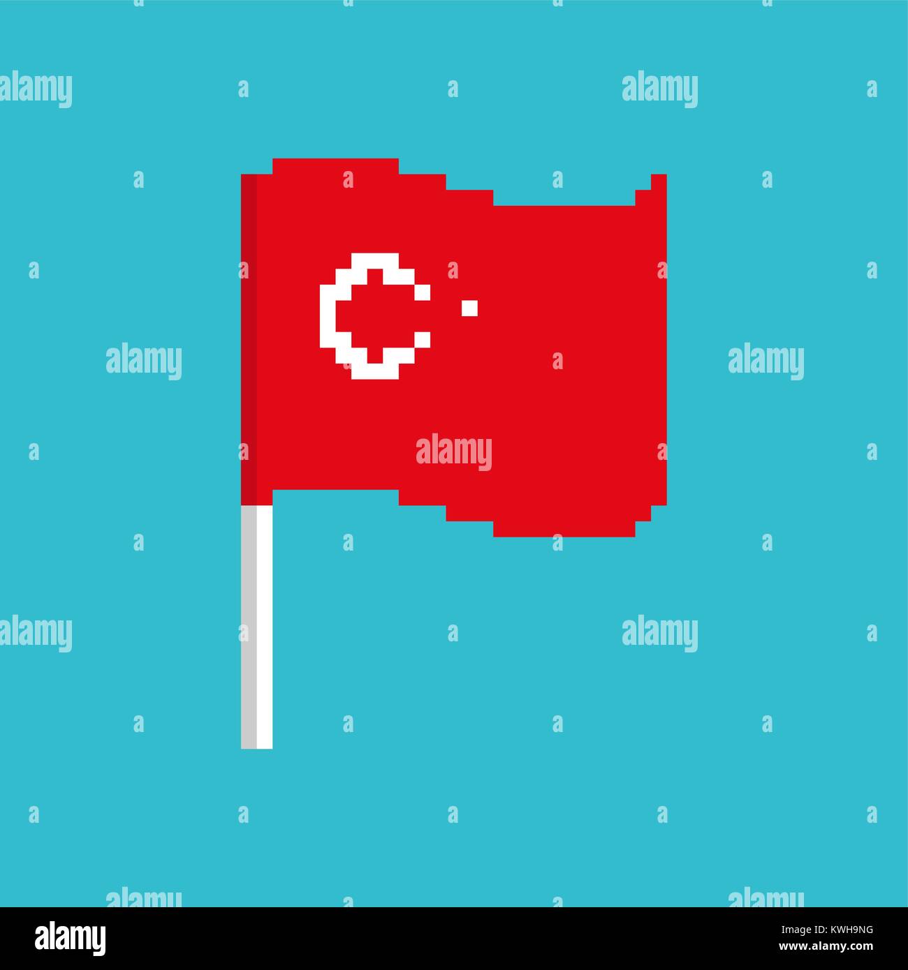Turkey Pixel flag. Pixelated banner Turkish. political bit icon. Vector ...