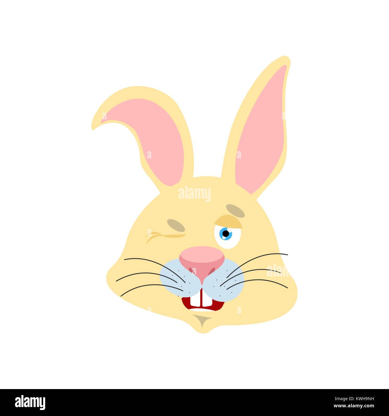 Rabbit winks. Hare happy emoji. Animal Vector illustration Stock Vector ...