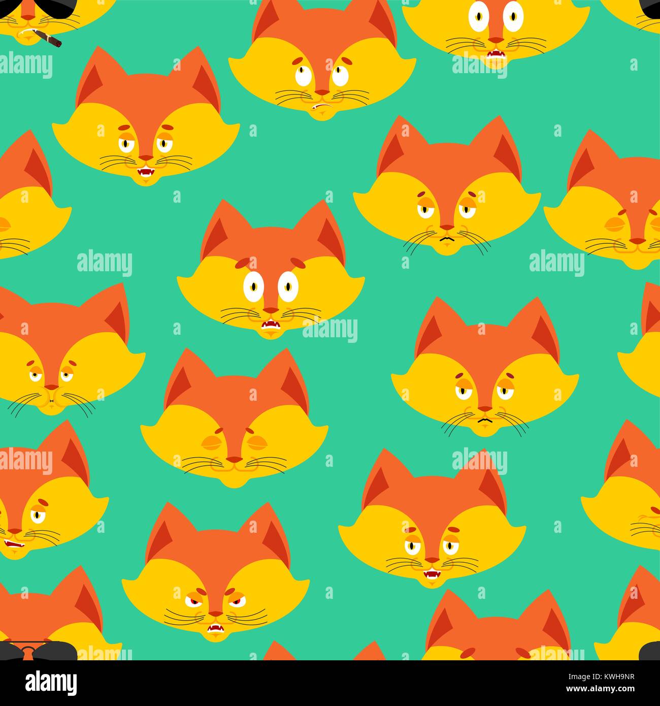 Fox head pattern. Animal background. Ornament face wild beast. Vector ...