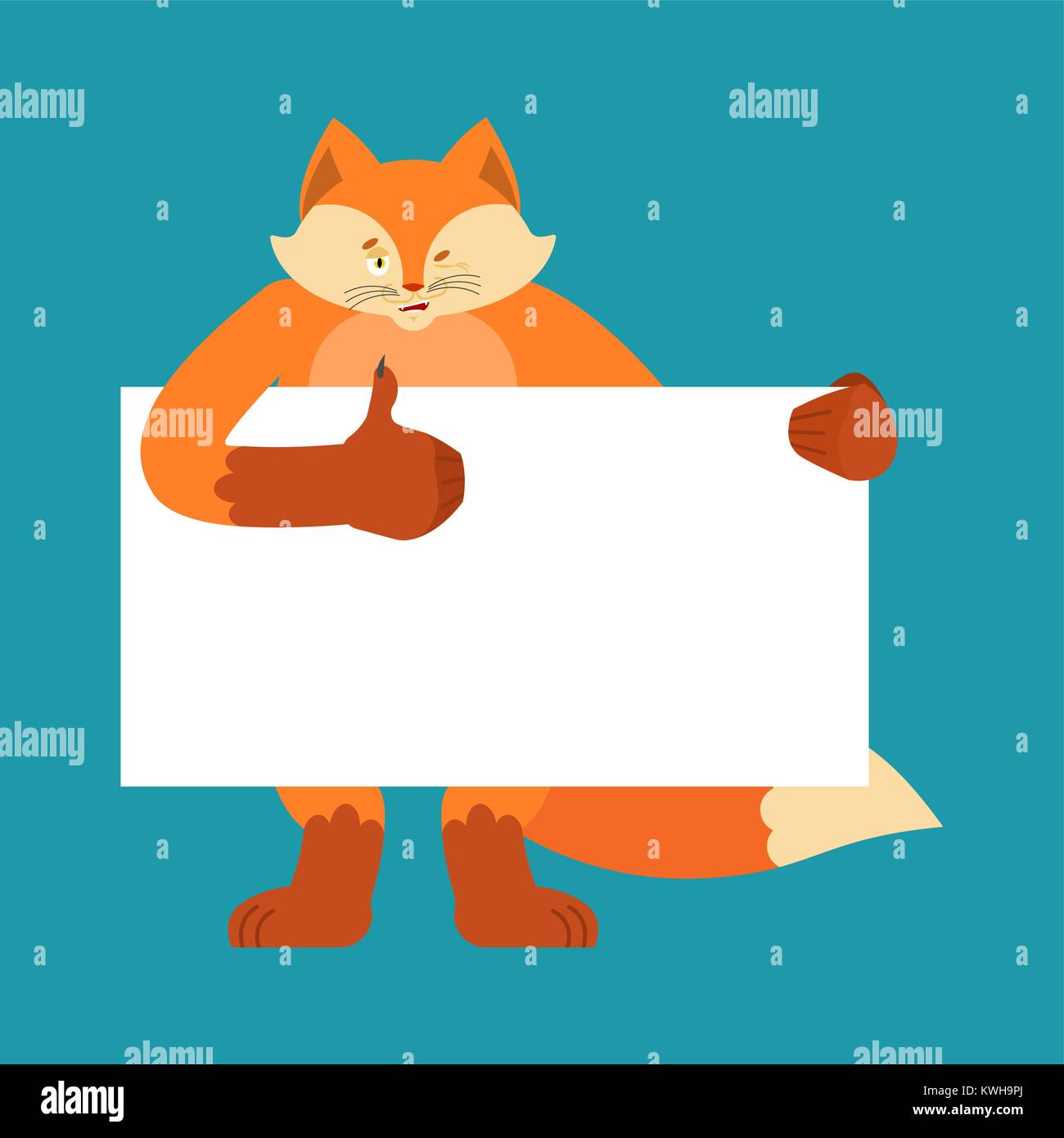 Fox holding banner blank. Beast and white blank. She-fox thumb up and ...
