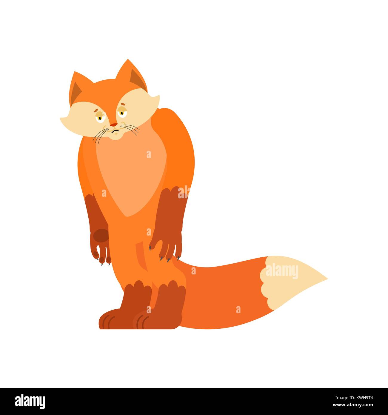 Fox sad. Wild animal sorrowful. she-fox dull. Vector illustration Stock ...