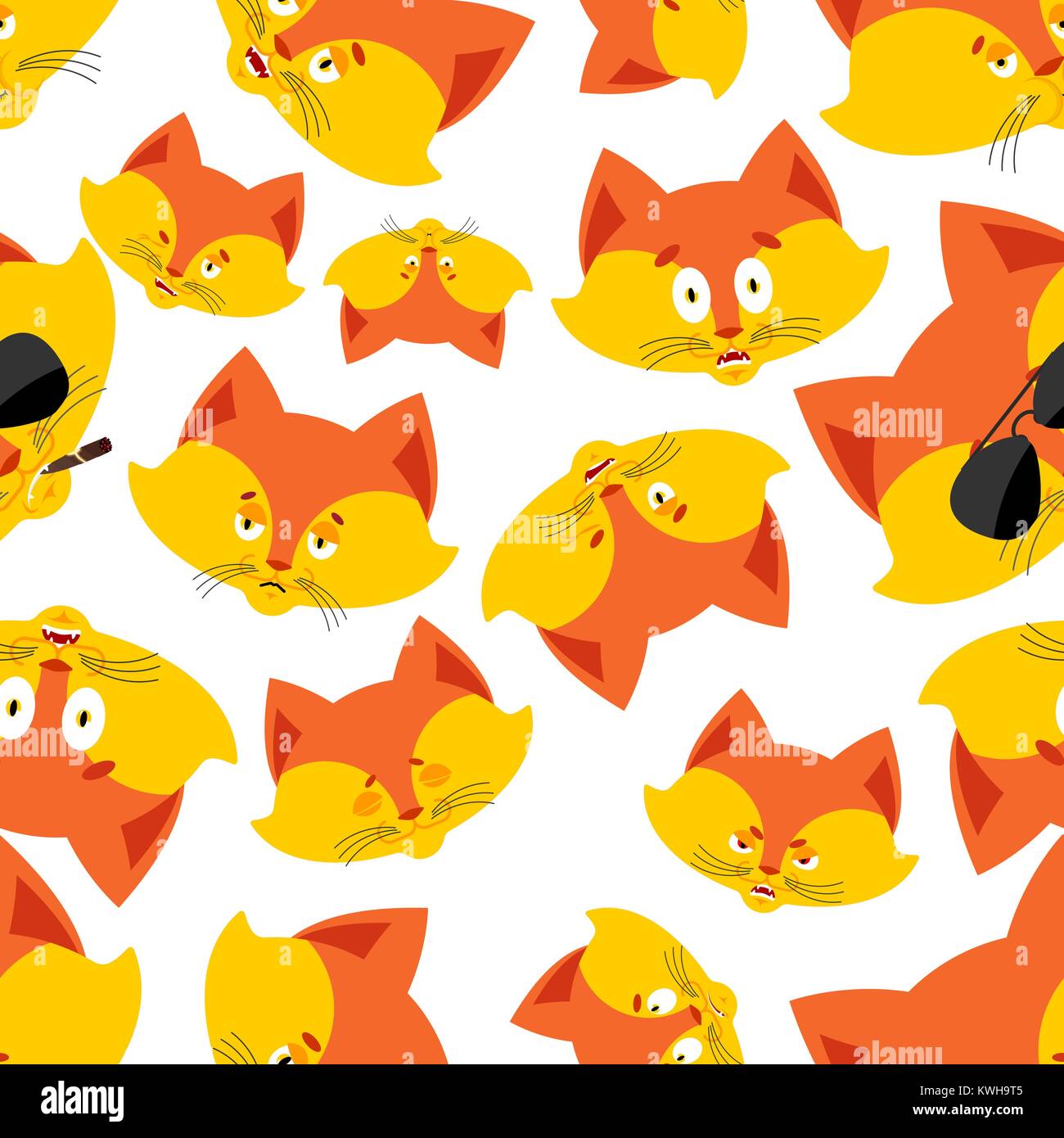 Fox head pattern. Animal background. Ornament face wild beast. Vector ...