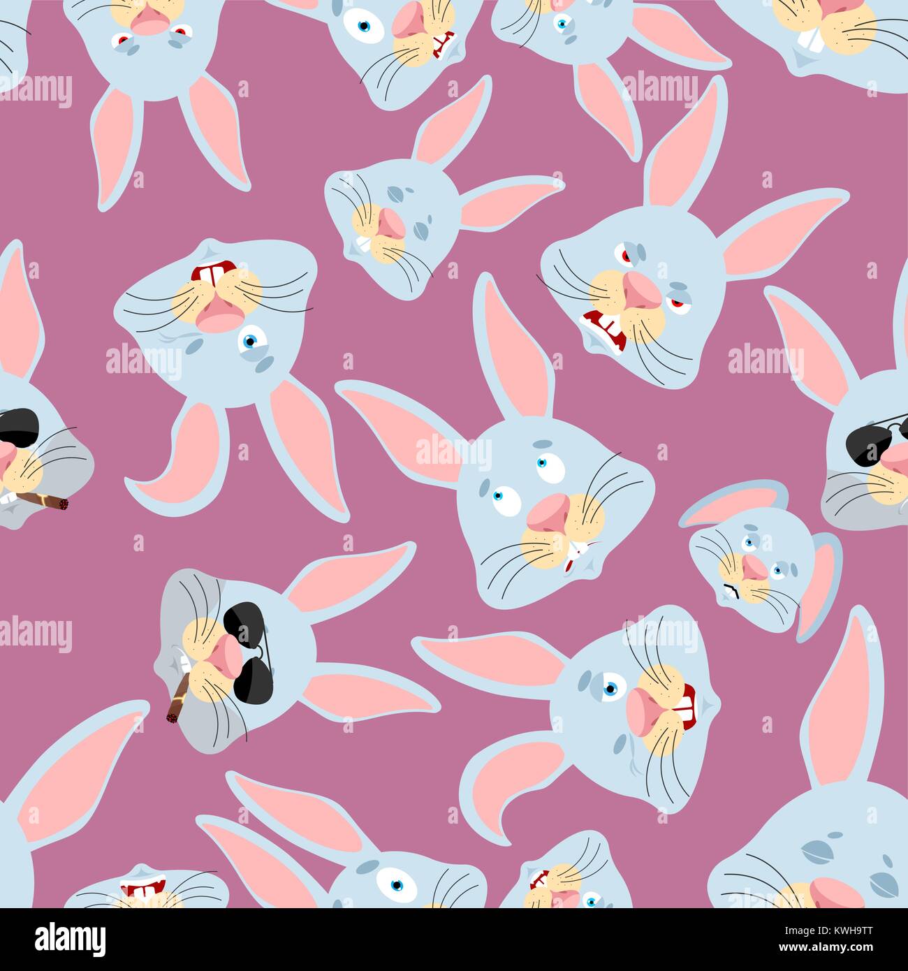 Rabbit head pattern. Hare background. Ornament face animal. Easter ...