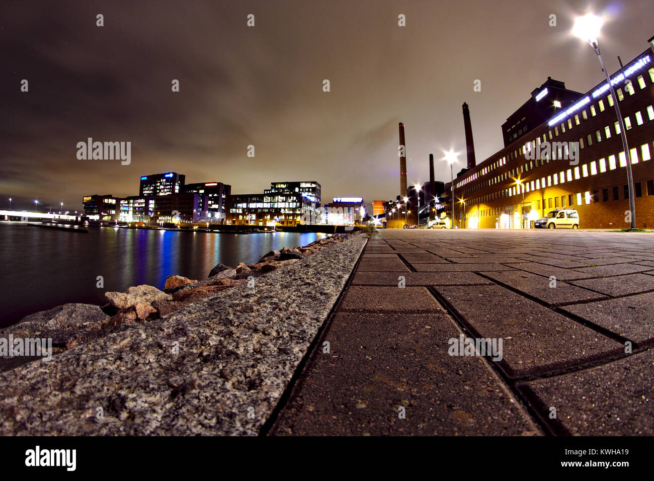 City at night - Helsinki Salmisaari Stock Photo - Alamy