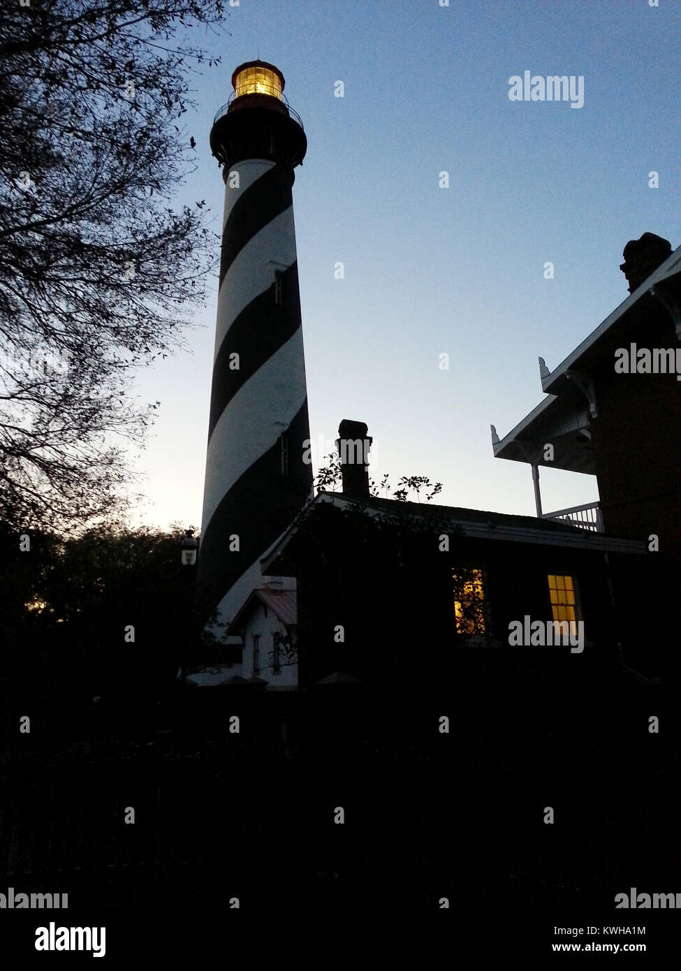 ST. AUGUSTINE LIGHT, LIGHTHOUSE AT DUSK Stock Photo - Alamy