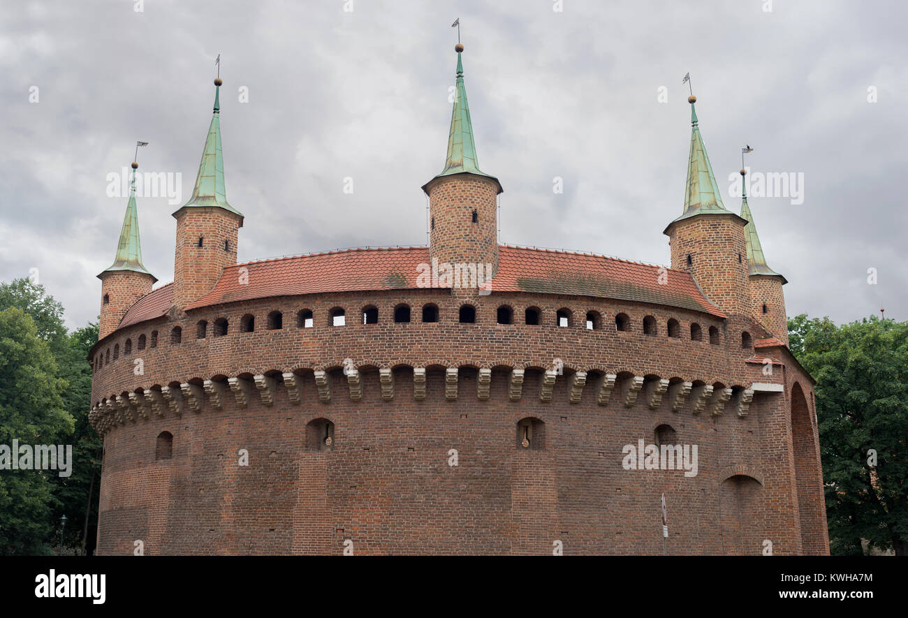 Krakow.Poland - August 7, 2017: exterior of Barbican gateway ...