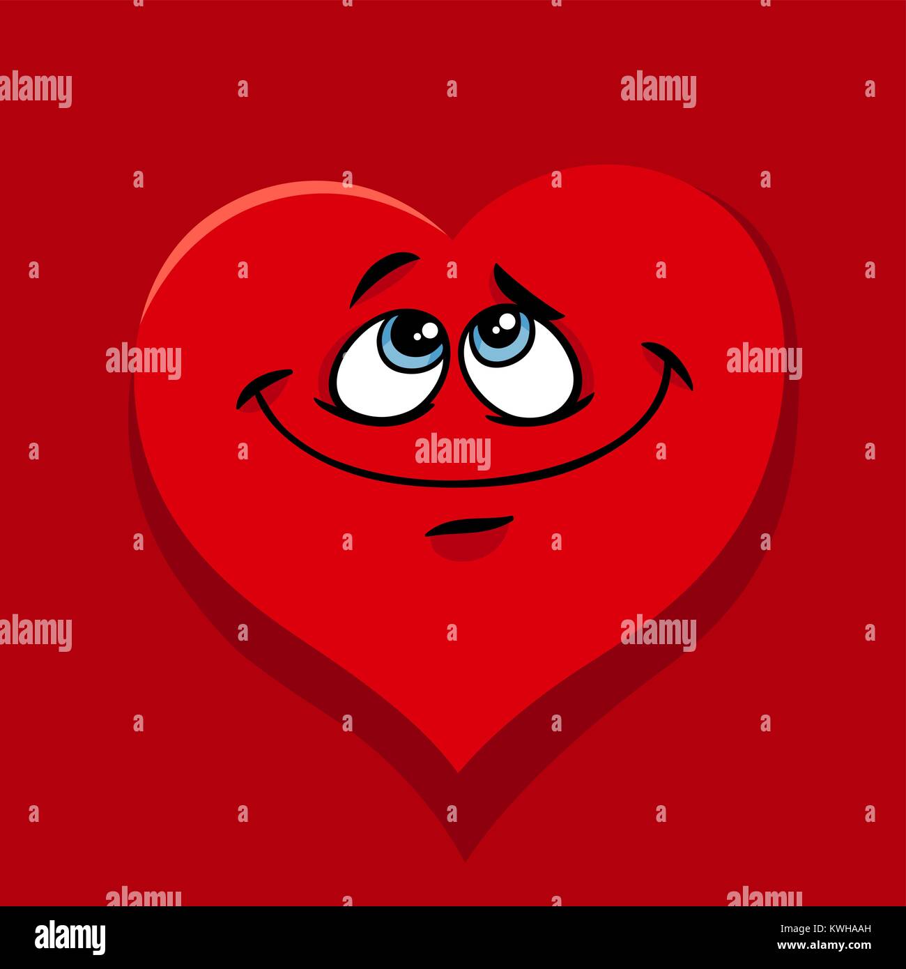 Greeting Card Cartoon Illustration of Happy Heart Character in Love on ...
