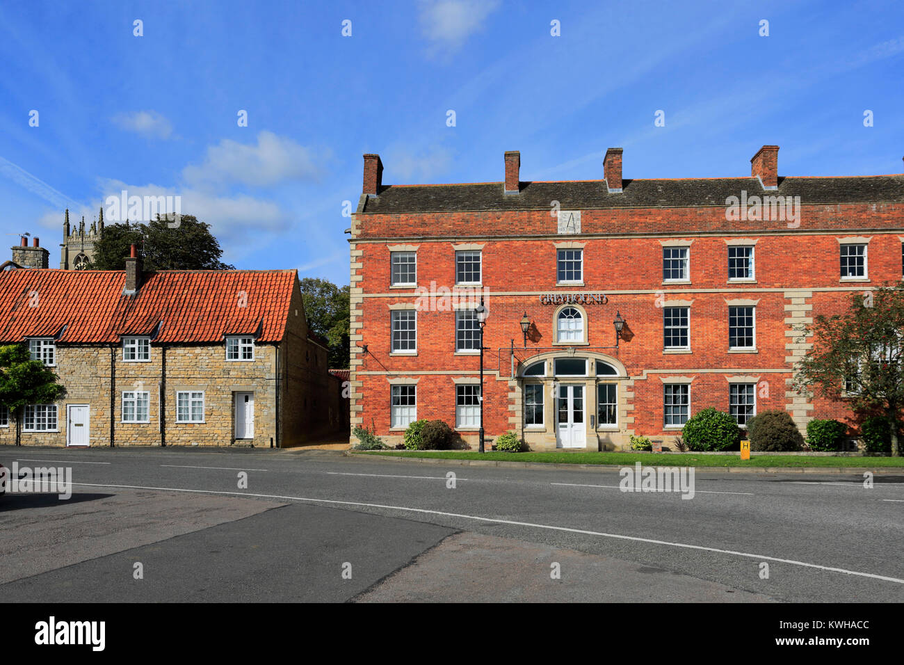 Georgian buildings around Folkingham village green; Lincolnshire ...
