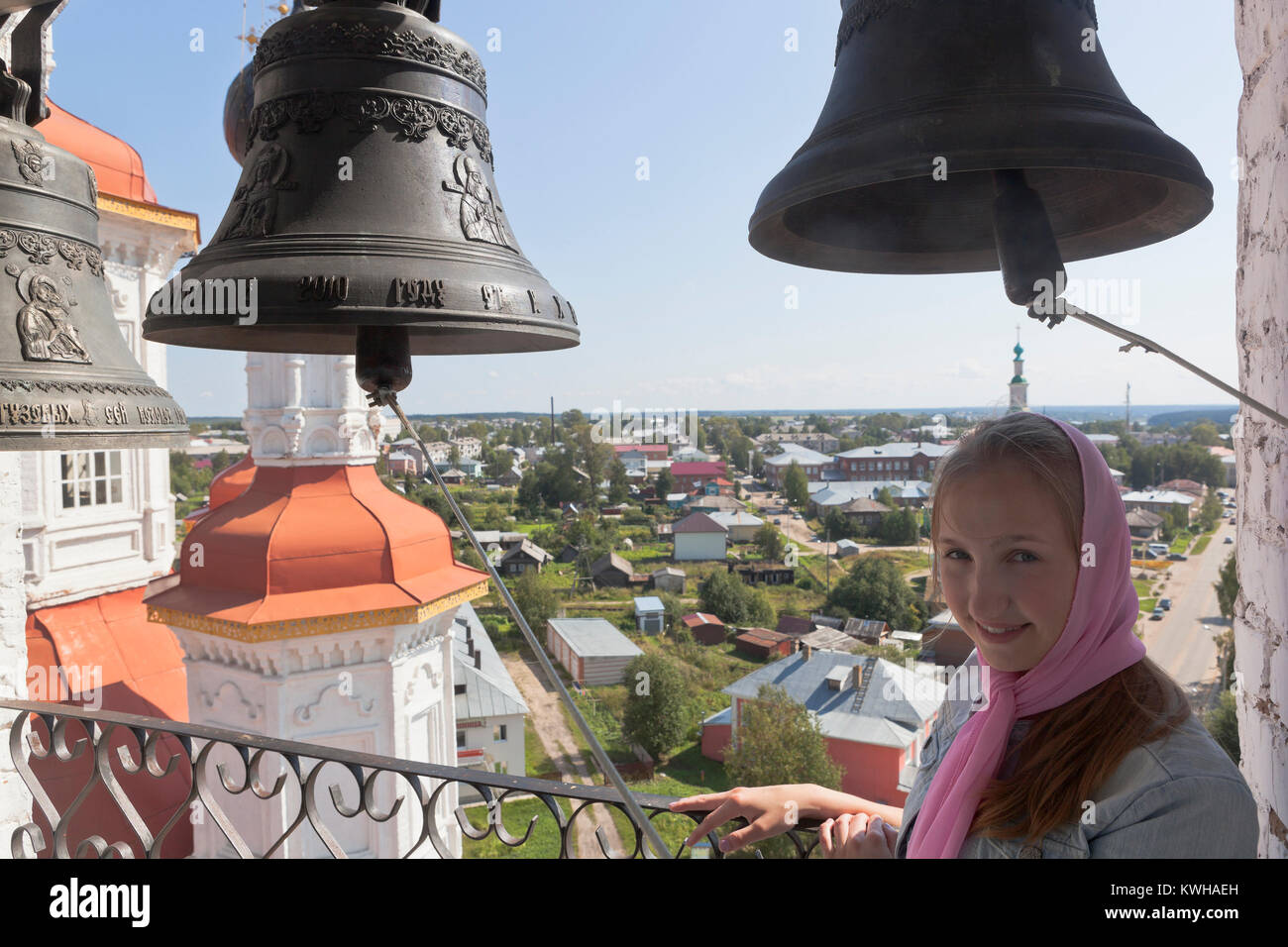Bell ringing woman church hi-res stock photography and images - Alamy