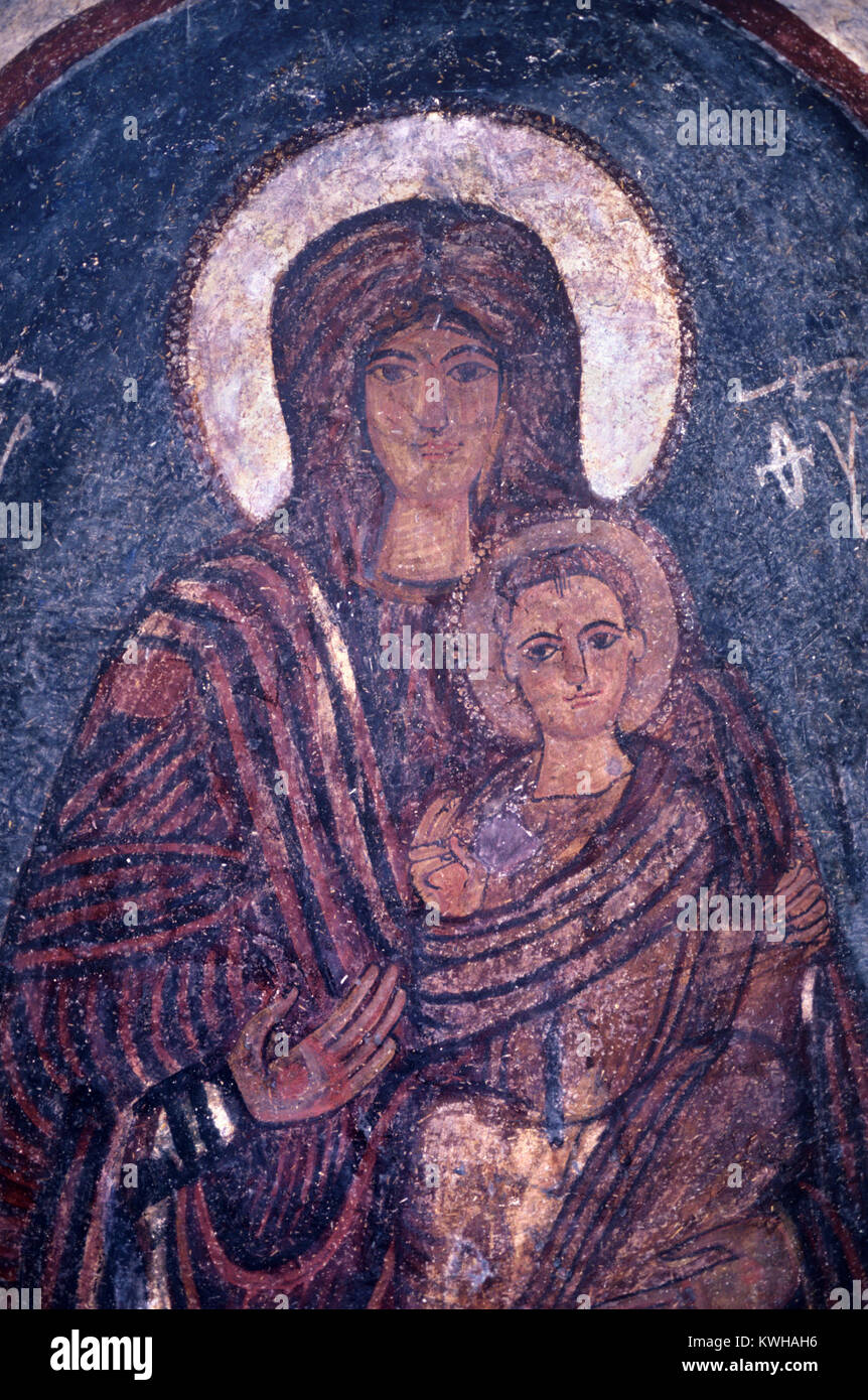 Virgin Mary & Child or Infant Jesus (c11th) Byzantine Fresco or Wall ...