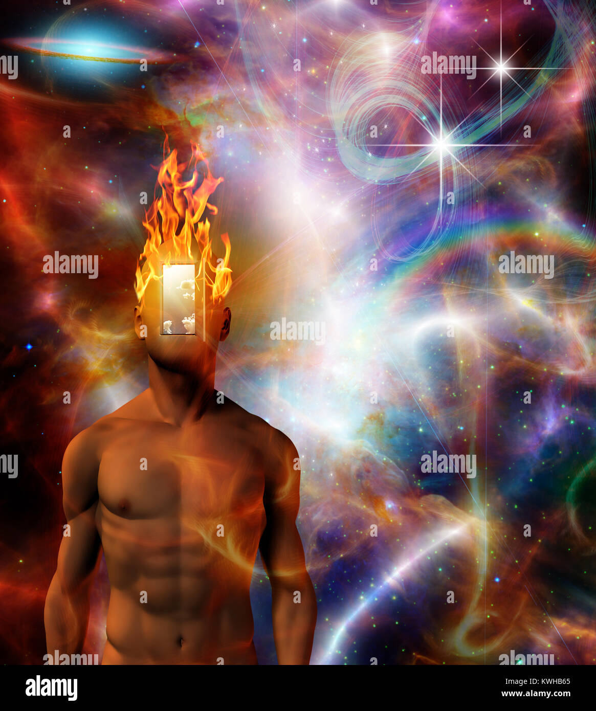 Burning mind in cosmic space Stock Photo - Alamy
