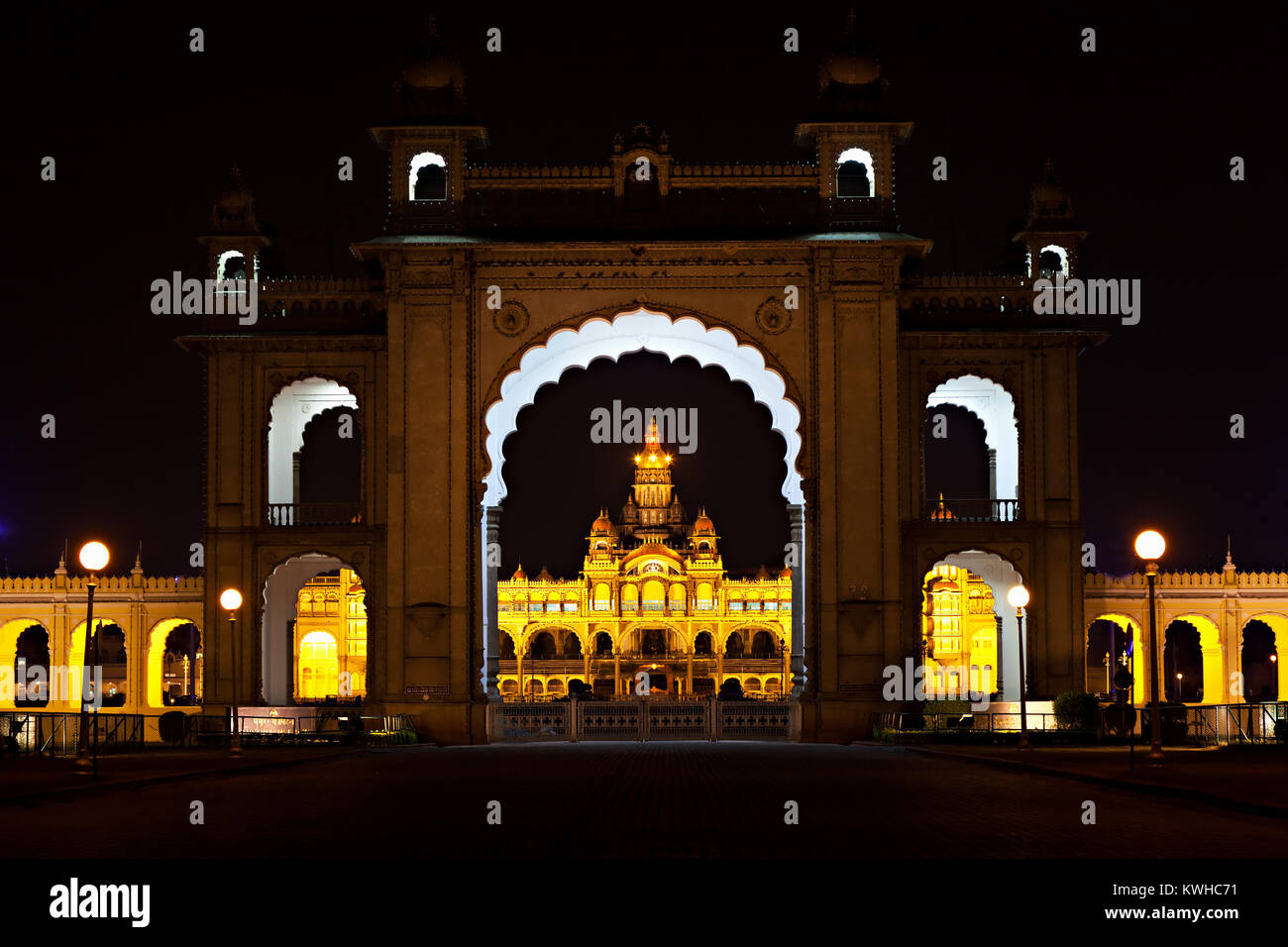 Mysore palace at night, Mysore, India Stock Photo - Alamy