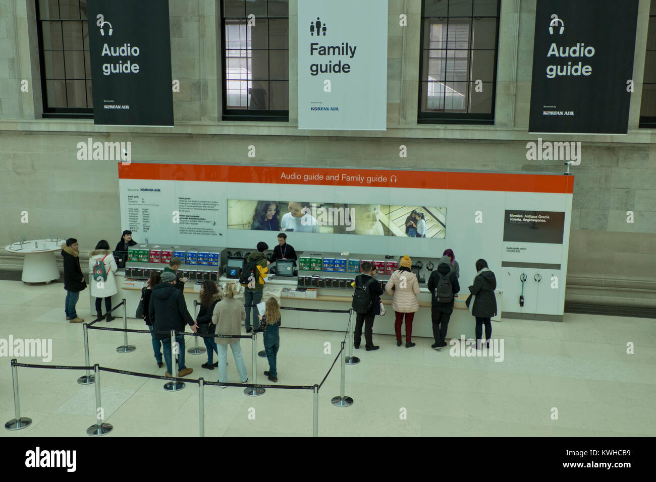 Audio guide and information desk at the British Museum in London ...