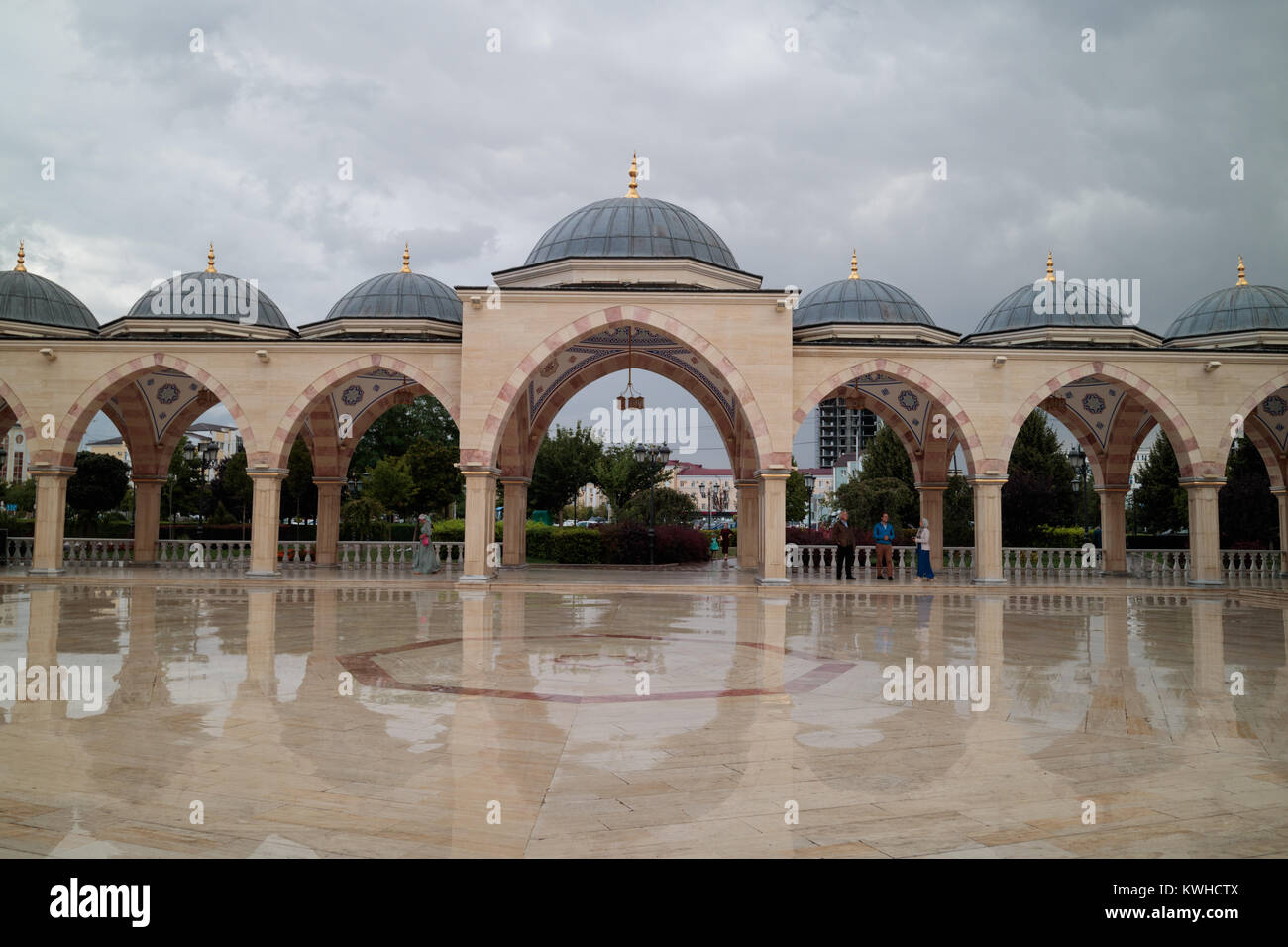 Courtyard of Grozny's Akhmad Kadyrov Mosque, the mosque design is based ...