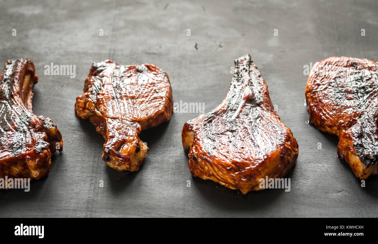 Grilled pork ribs Stock Photo - Alamy