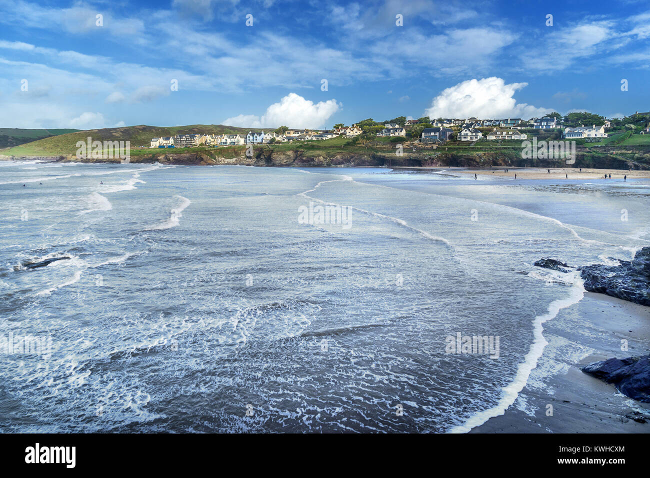 Hayle Bay in Polzeath in south west England Stock Photo - Alamy