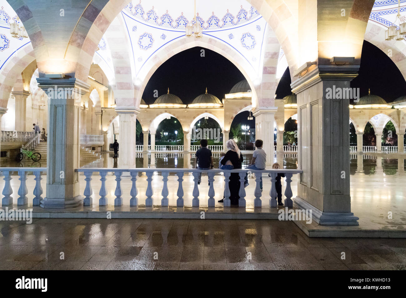 The Heart of Chechnya Mosque at night, Grozny Islamic lights, night ...