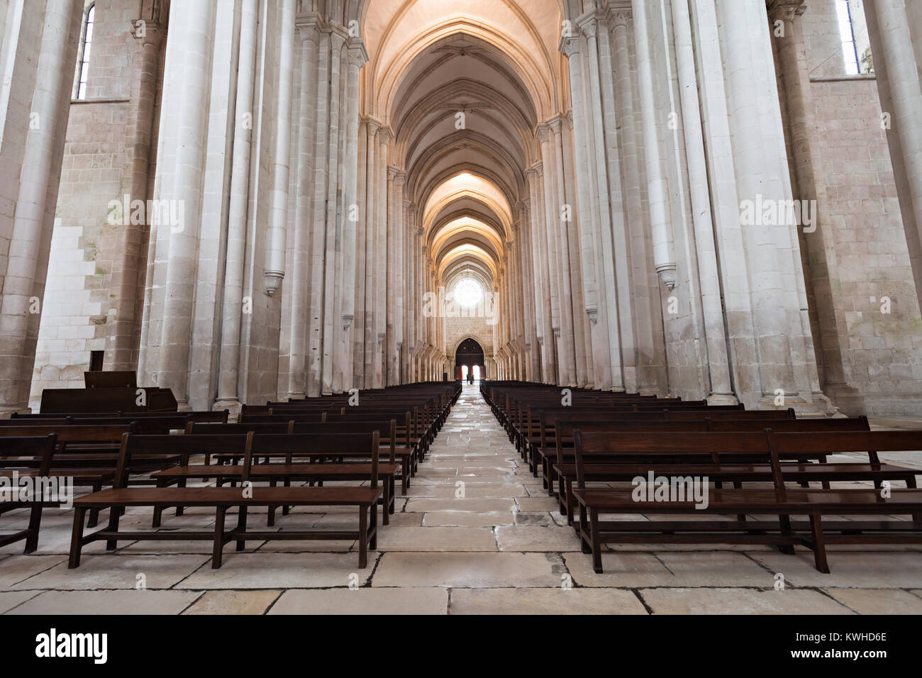 The Alcobaca Monastery interior, Alcobaca, Oeste Subregion of Portugal ...