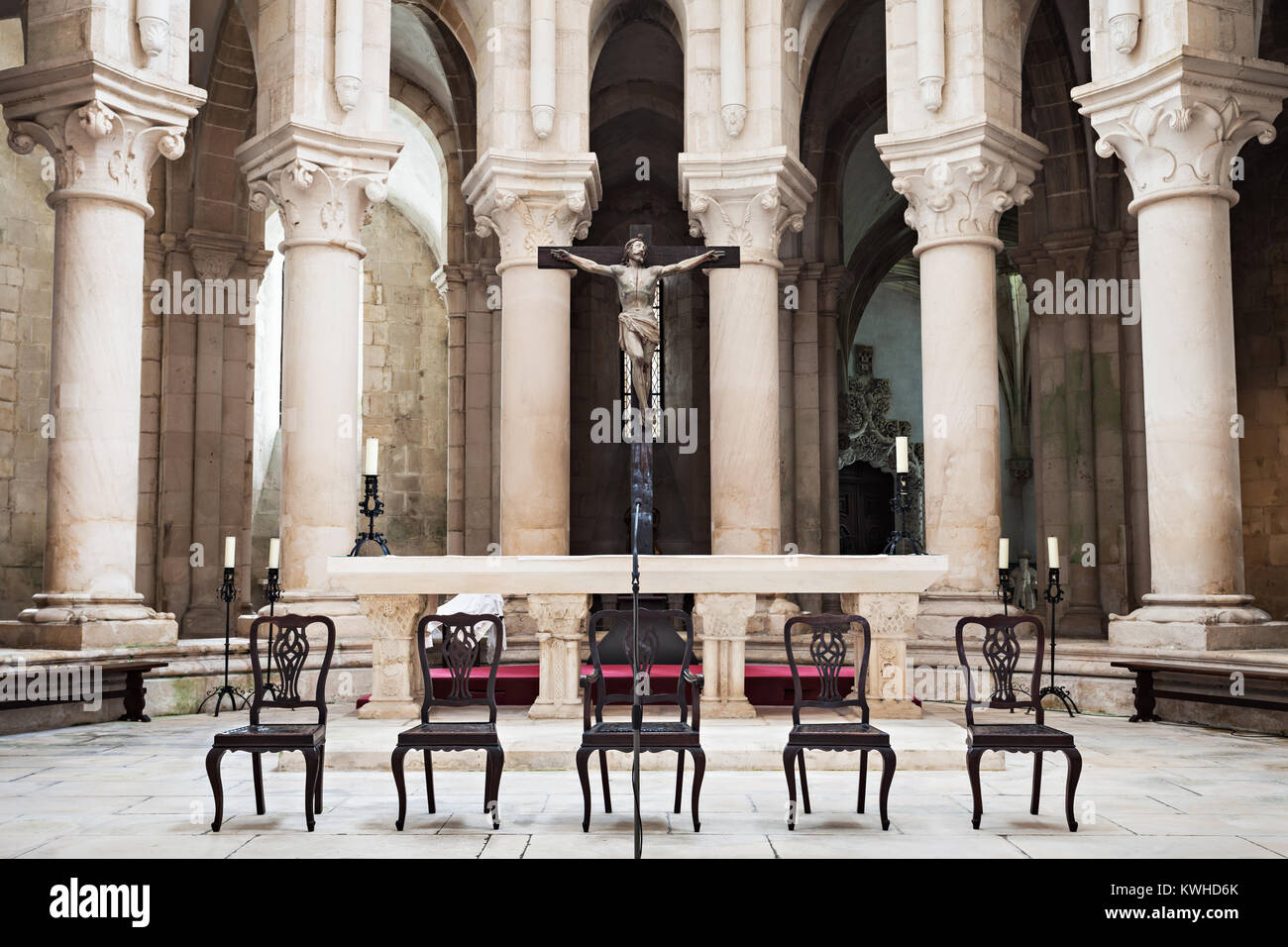 The Alcobaca Monastery interior, Alcobaca, Oeste Subregion of Portugal ...