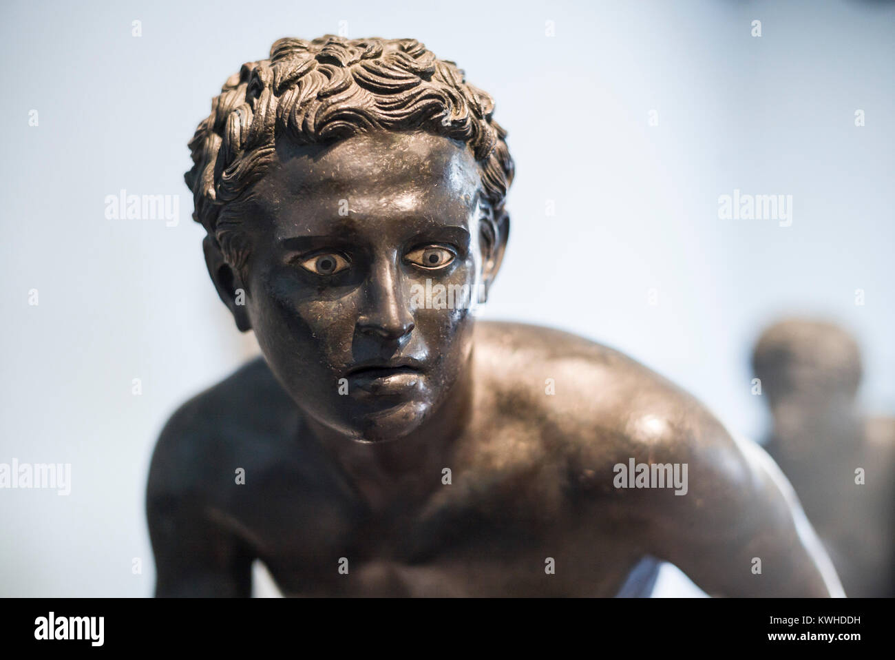 Naples. Italy. Bronze statue of an athlete (probably a runner) from the ...